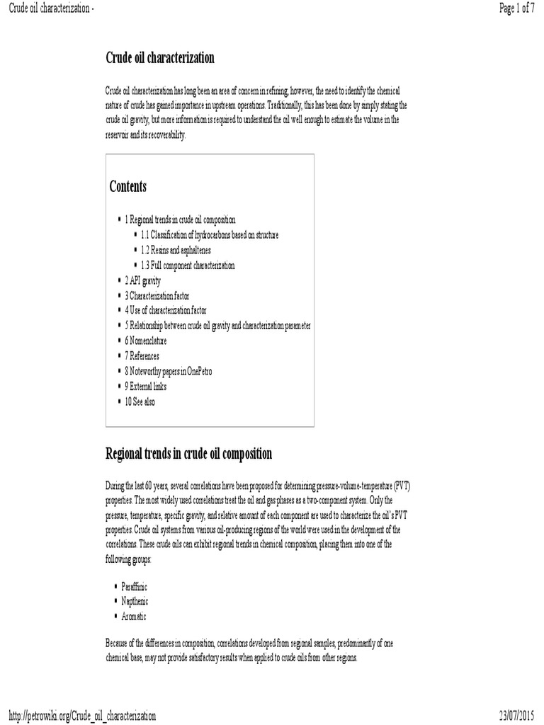 Crude Oil Characterisation | PDF | Petroleum | Alkane