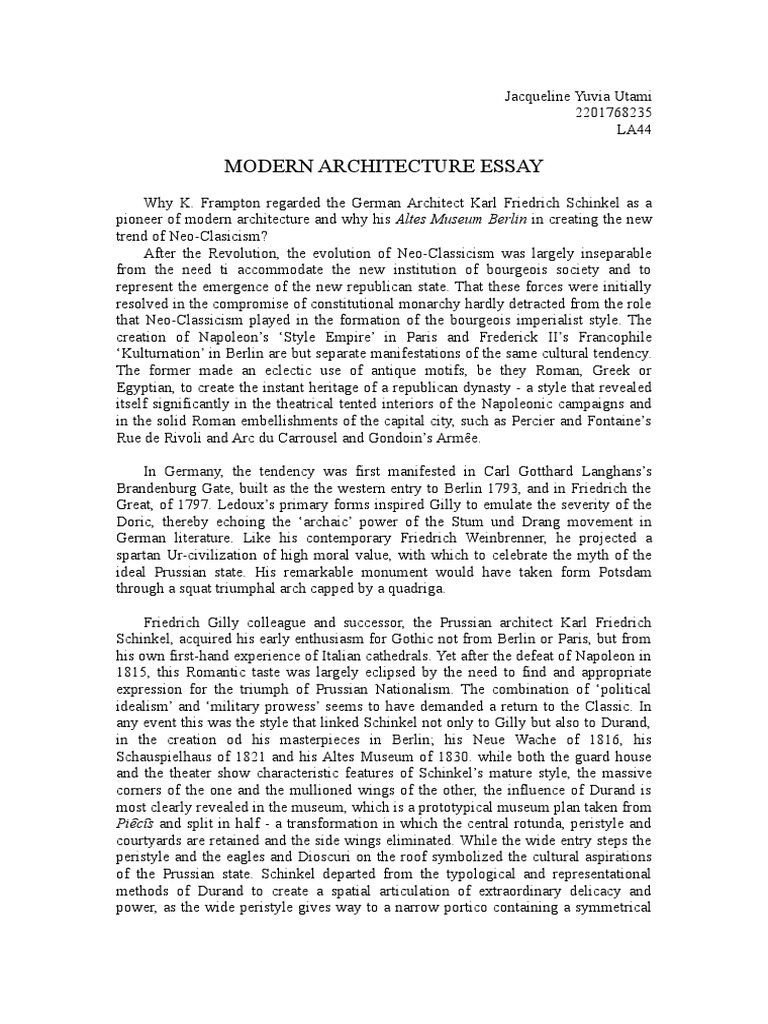 Modern Architecture Essay | PDF | Architectural Design | Architecture