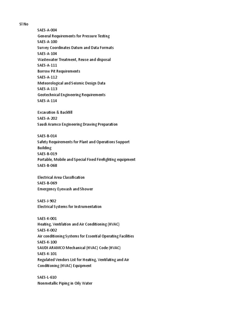 Saudi Aramco Engineering Standards and Material Specifications ...
