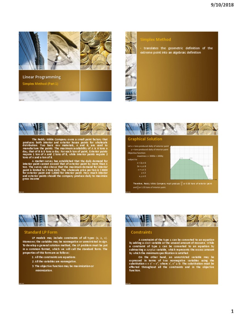 Linear Programming Simplex Method | PDF | Linear Programming | Equations