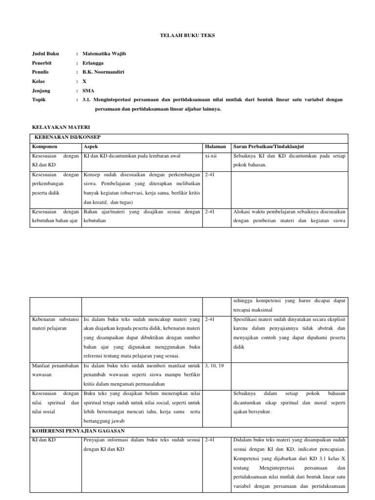 Format Telaah Buku Teks Ok | PDF