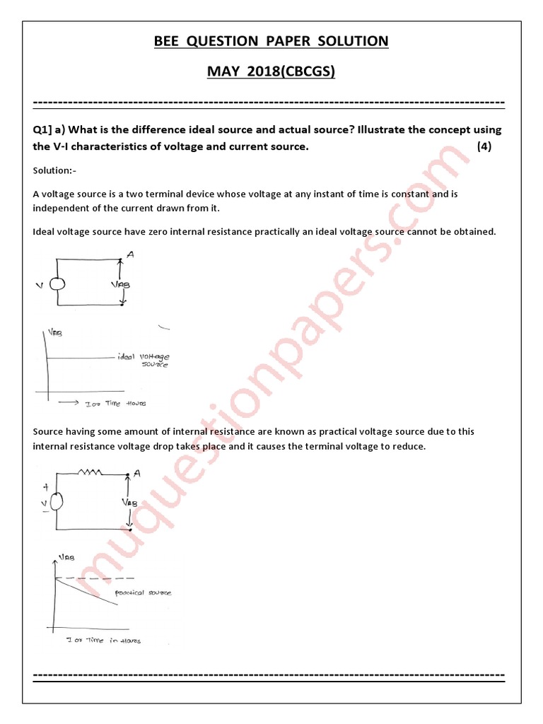 Question Paper Bee Sem 1 | PDF | Series And Parallel Circuits ...