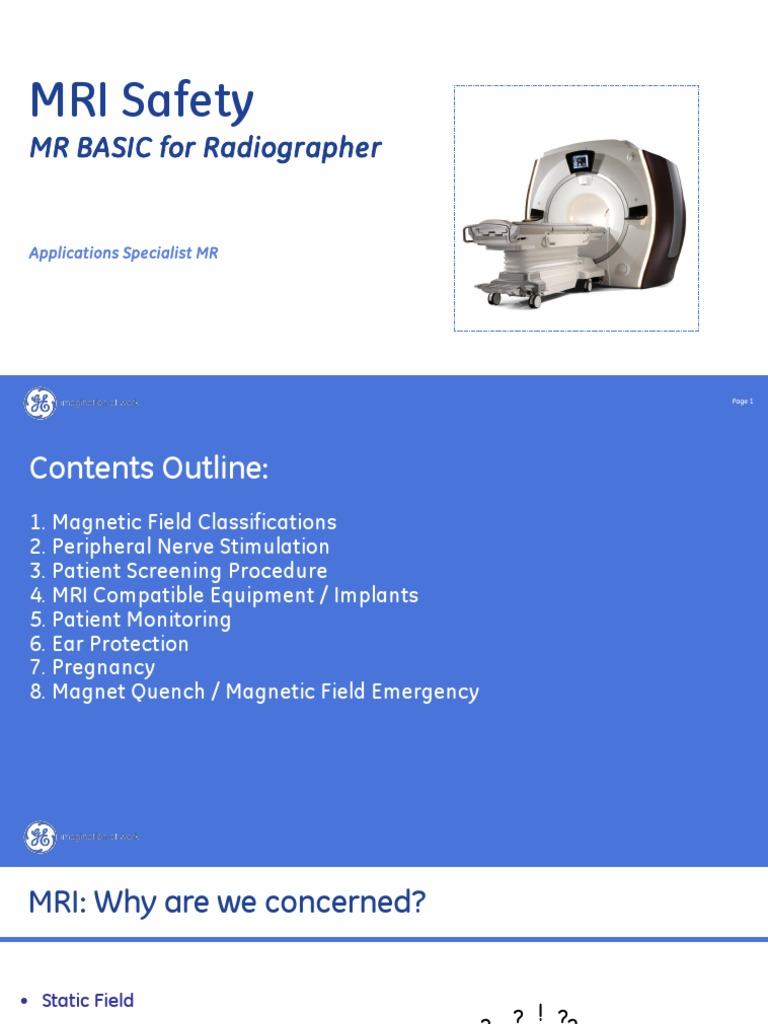 Teknik MRI Dasar | PDF | Magnetic Resonance Imaging | Implant (Medicine)
