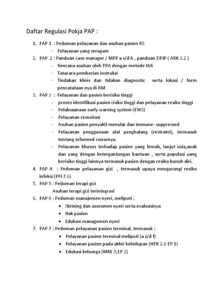 Daftar Regulasi Pokja PAP | PDF