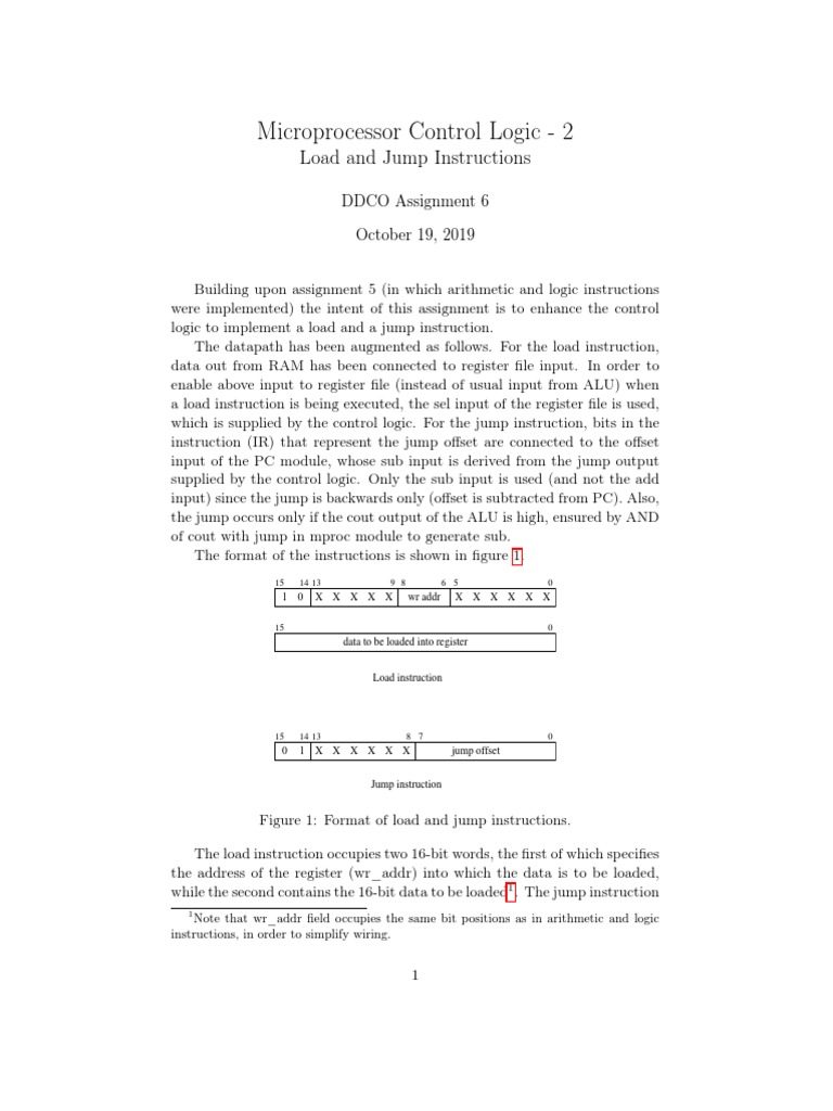 Microprocessor Control Logic - 2: Load and Jump Instructions | PDF ...