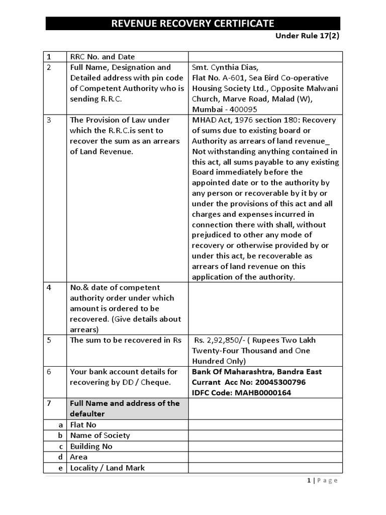 Revenue Recovery Certificate Guidelines | PDF | Real Property | Property