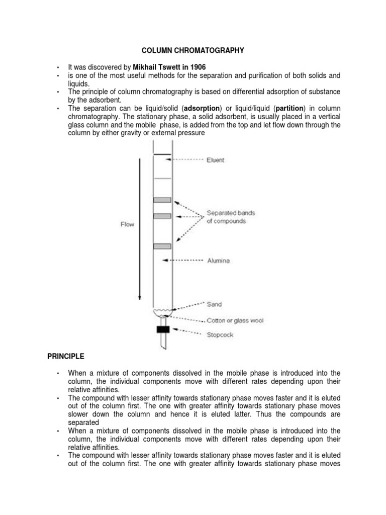 COLUMN CHROMATOGRAPHY Outline | PDF | Chromatography | Elution