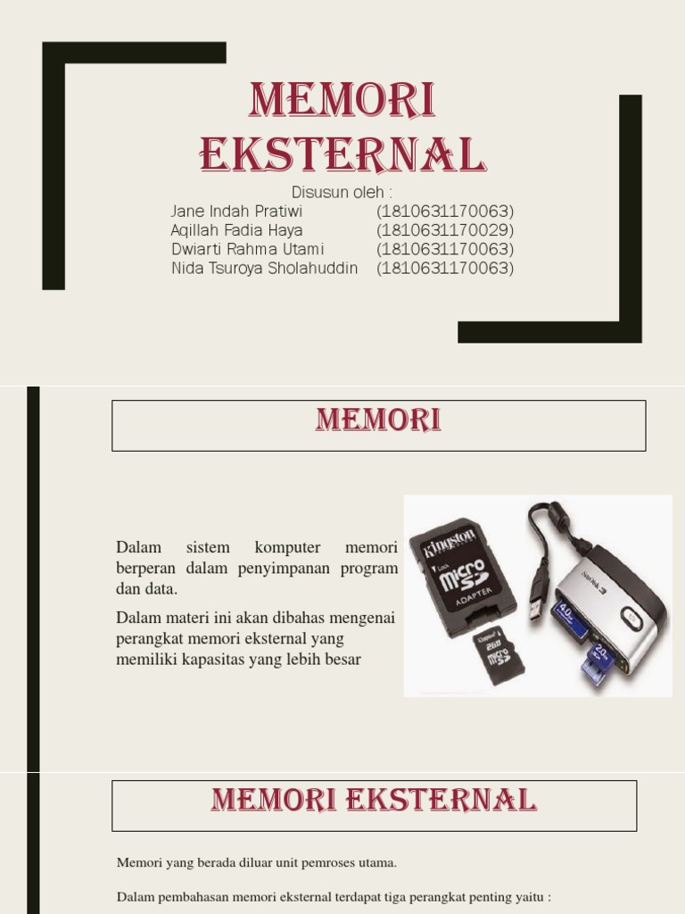 Memori Eksternal | PDF | Metode & Bahan Ajar | Teknologi & Rekayasa