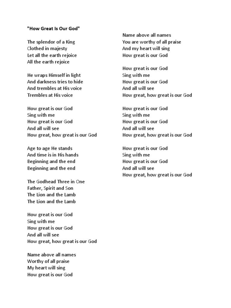 How Great Is Our God | PDF