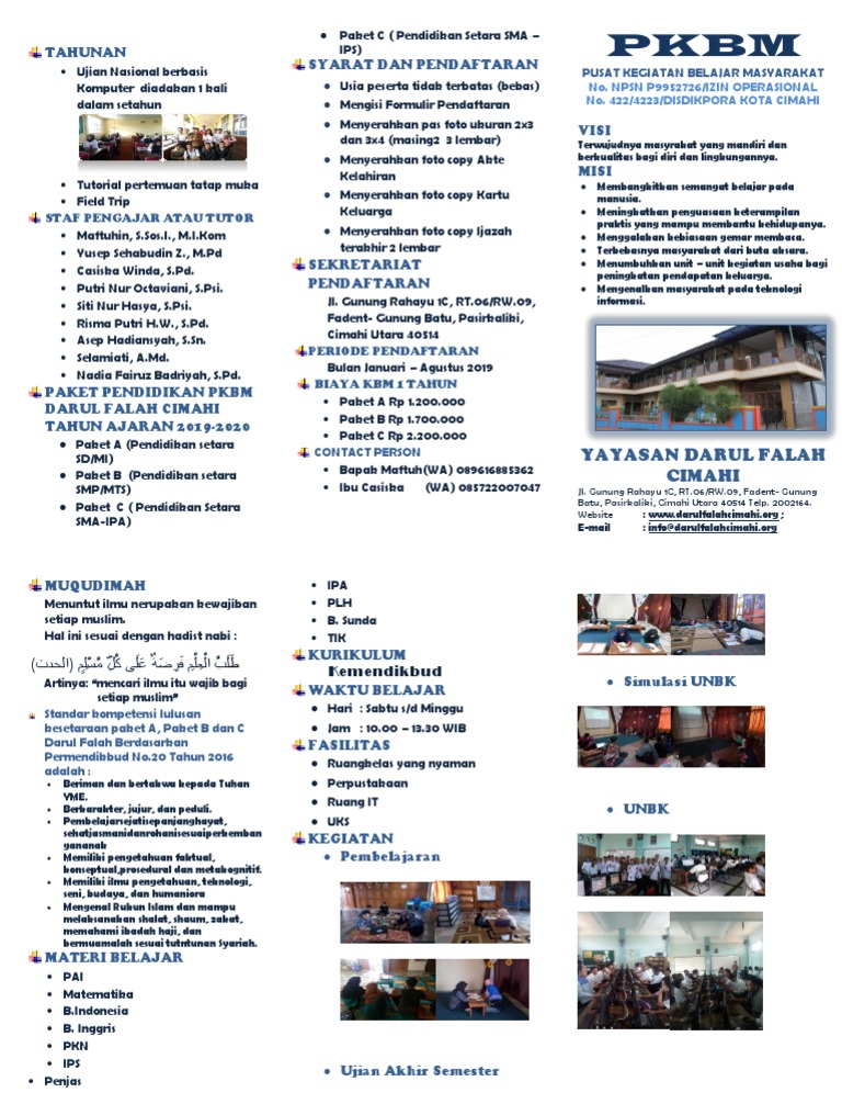 Brosur PKBM 2018 Fix PDF | PDF