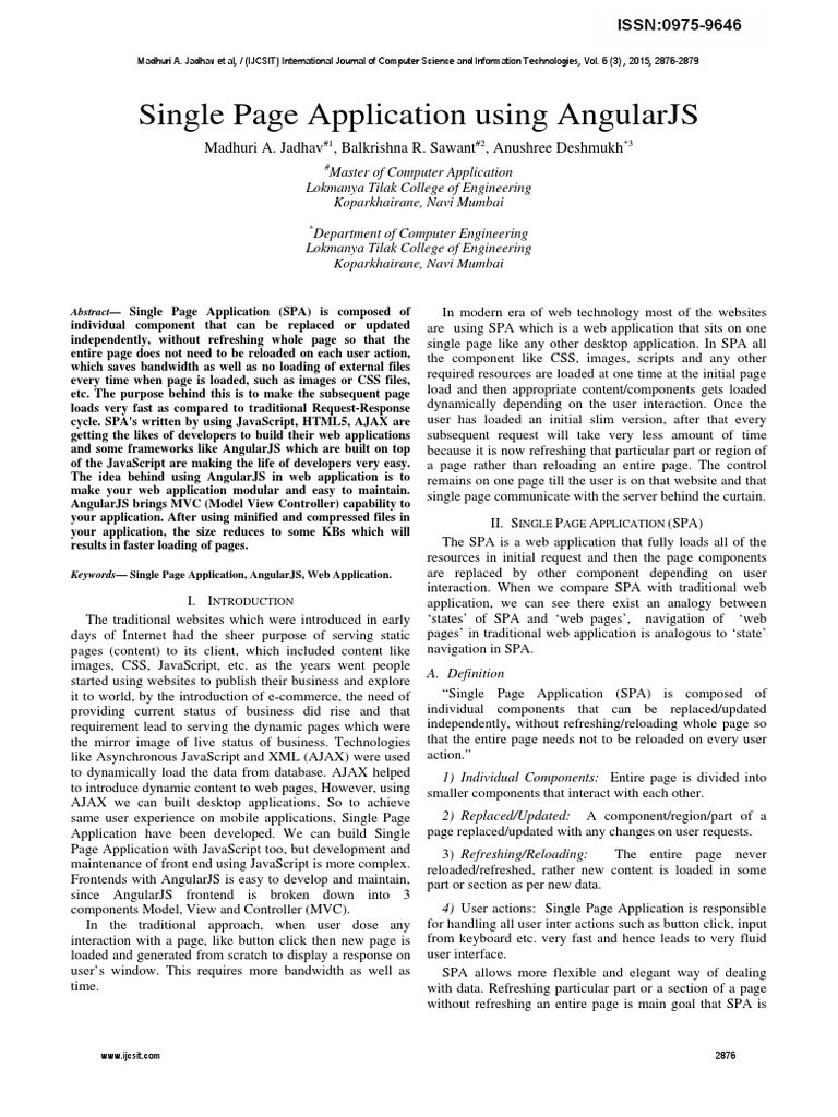 Single Page Application Using AngularJS Orang India | PDF | Angular Js ...