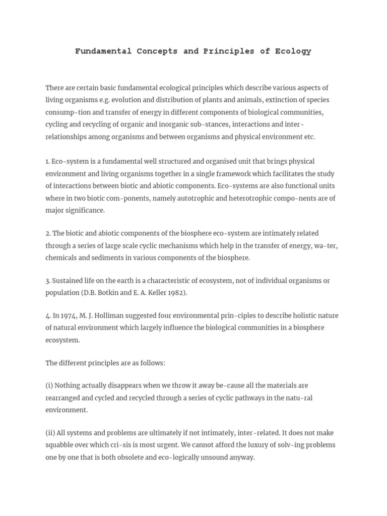 Fundamental Principles of Ecology: A Comprehensive Review of Ecosystem ...