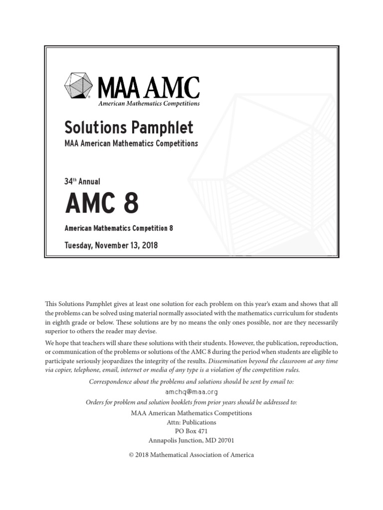 AMC 8 Solutions | Download Free PDF | Teaching Mathematics | Science