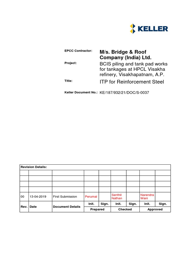 ITP For Steel Reinforcement | PDF | Specification (Technical Standard ...