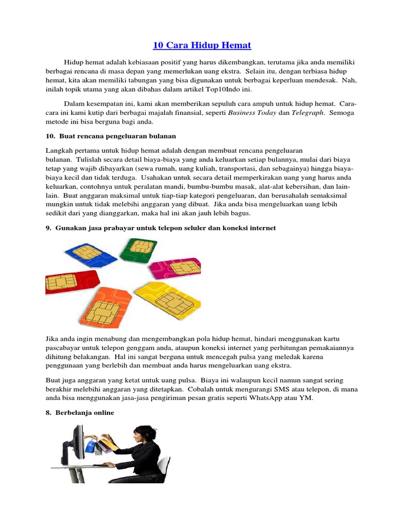 10 Cara Hidup Hemat | PDF