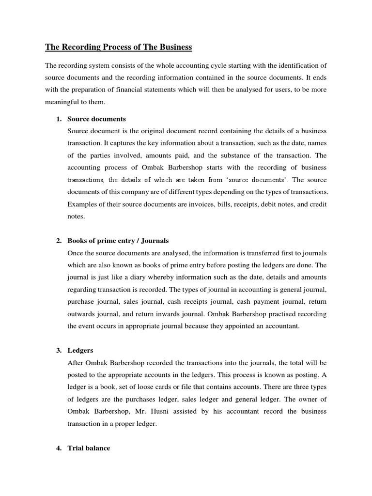 Recording Business Transactions Process | PDF | Financial Transaction ...
