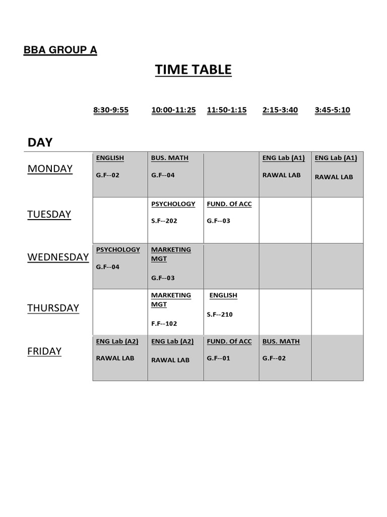 Time Table PDF | PDF