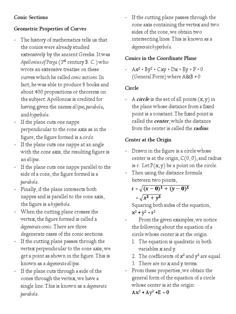 Degenerate Hyperbola.: Conic Sections Geometric Properties of Curves ...
