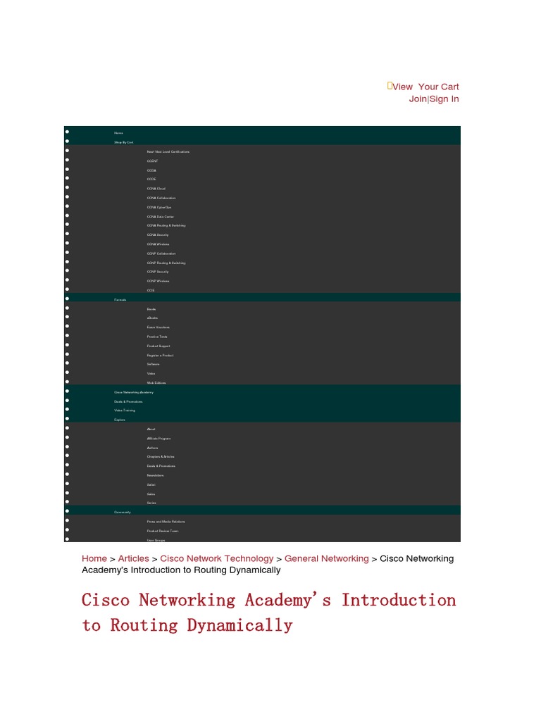 Cisco Networking Academy's Introduction To Routing Dynamically | PDF | Router (Computing) | Routing