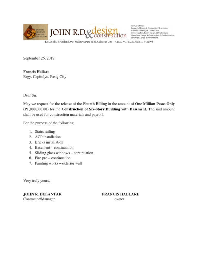 Francis Hallare: Construction of Six-Story Building With Basement. T | PDF