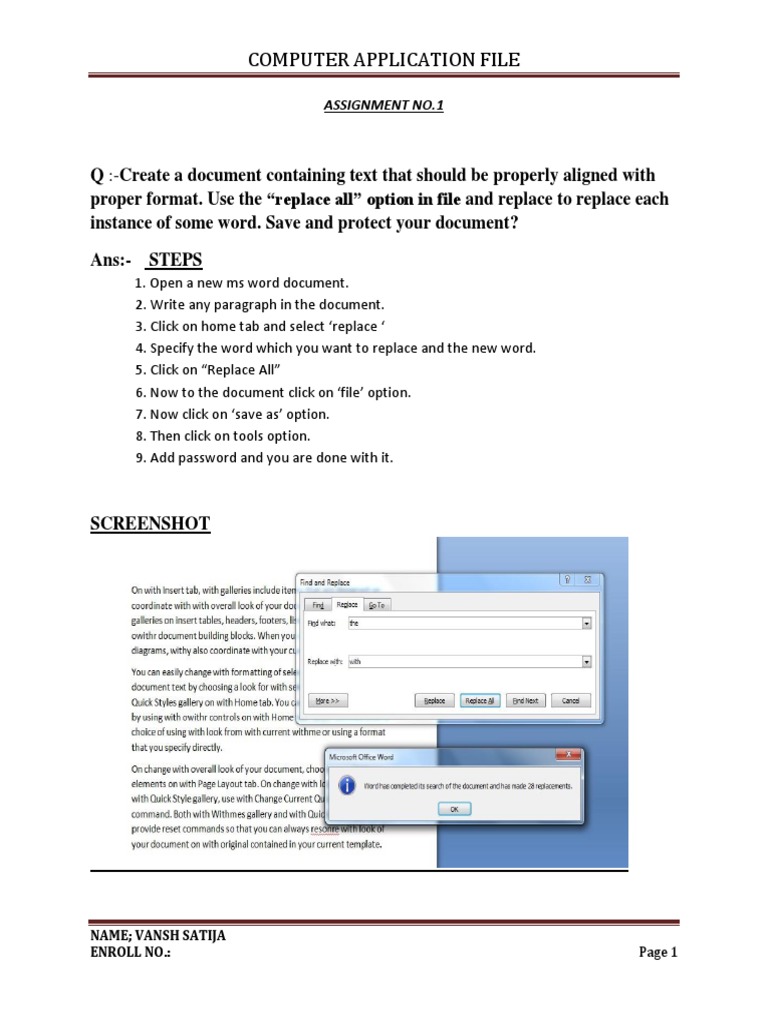 Computer Application File: Assignment No.1 | PDF | Hyperlink | Microsoft Word