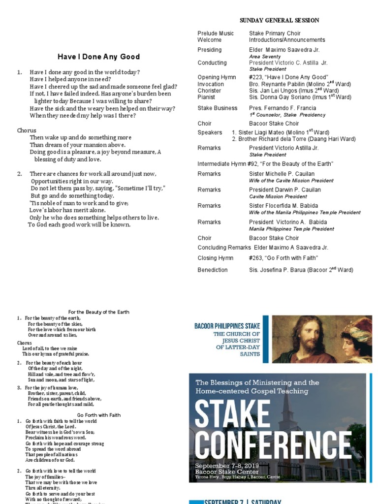 Stake Conference General Session | PDF | Jesus