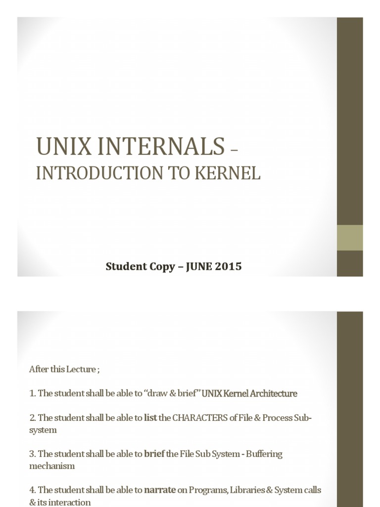 Unix Internals Unix Internals: Introduction To Kernel Introduction To ...