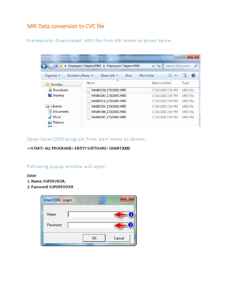 MRI Data Conversion To CVC File: Prerequisite-Downloaded .MRD File From ...