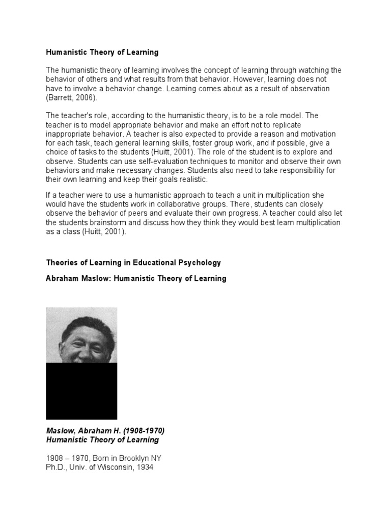 Humanistic Learning Theory Overview | PDF | Humanistic Psychology ...