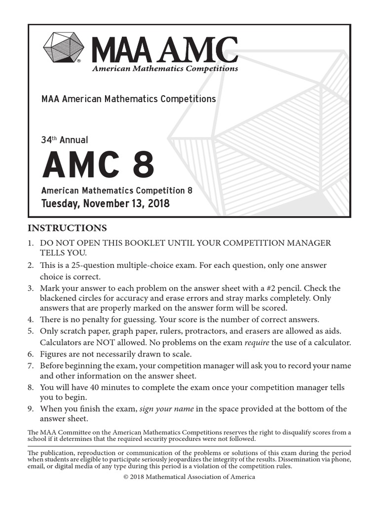 AMC8 Problem | PDF | Teaching Mathematics