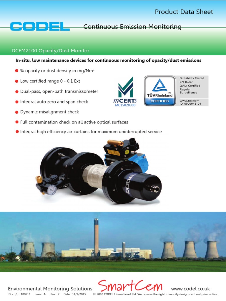 Data Sheet DCEM2100 TUV MCERTS PDF | PDF | Power Supply | Light
