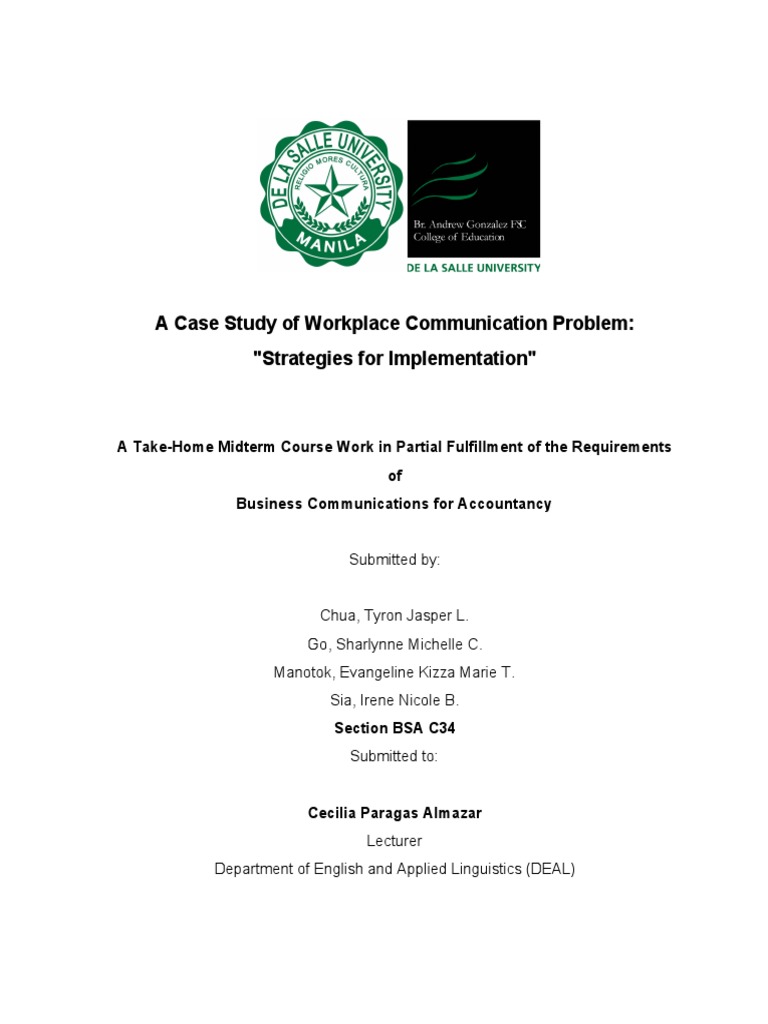 Case Study On Workplace Communication Problem | PDF | Organizational ...