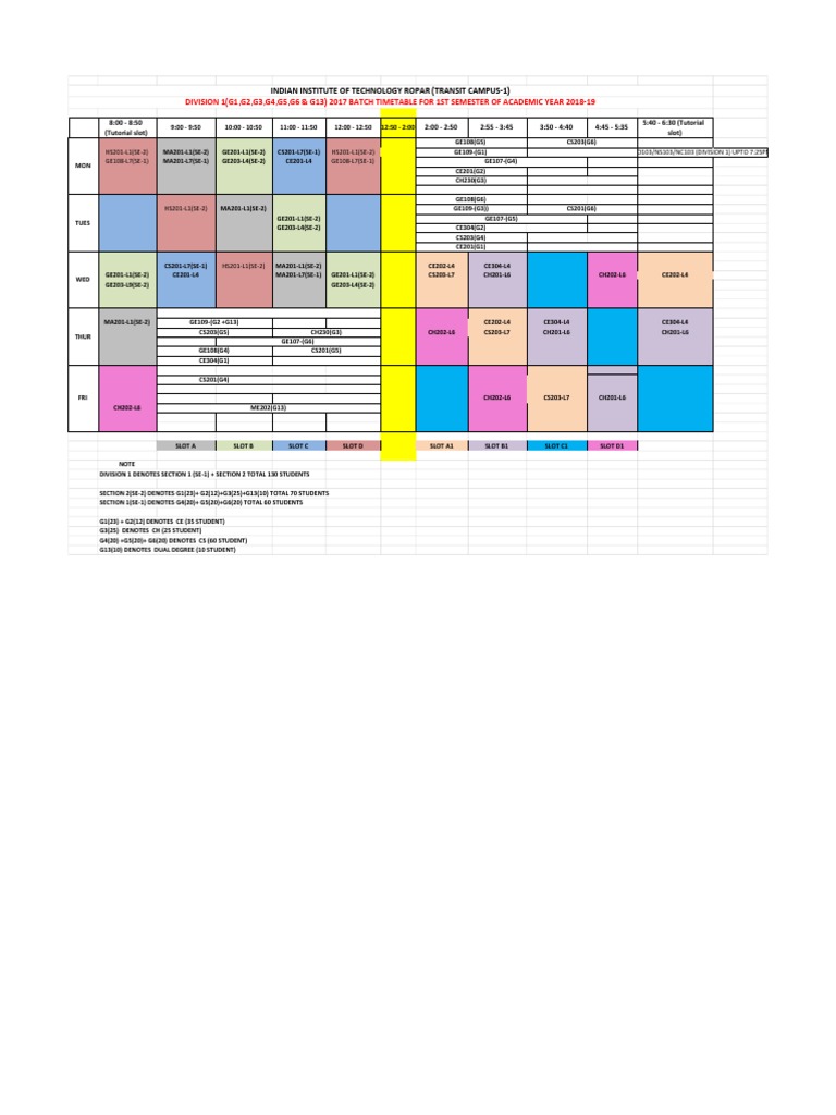 2017 Batch Time Table | PDF | Science And Technology | Engineering