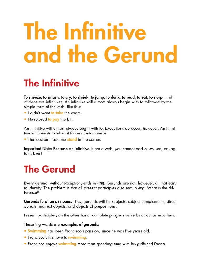 Infinitive and The Gerund | PDF | Verb | Object (Grammar)