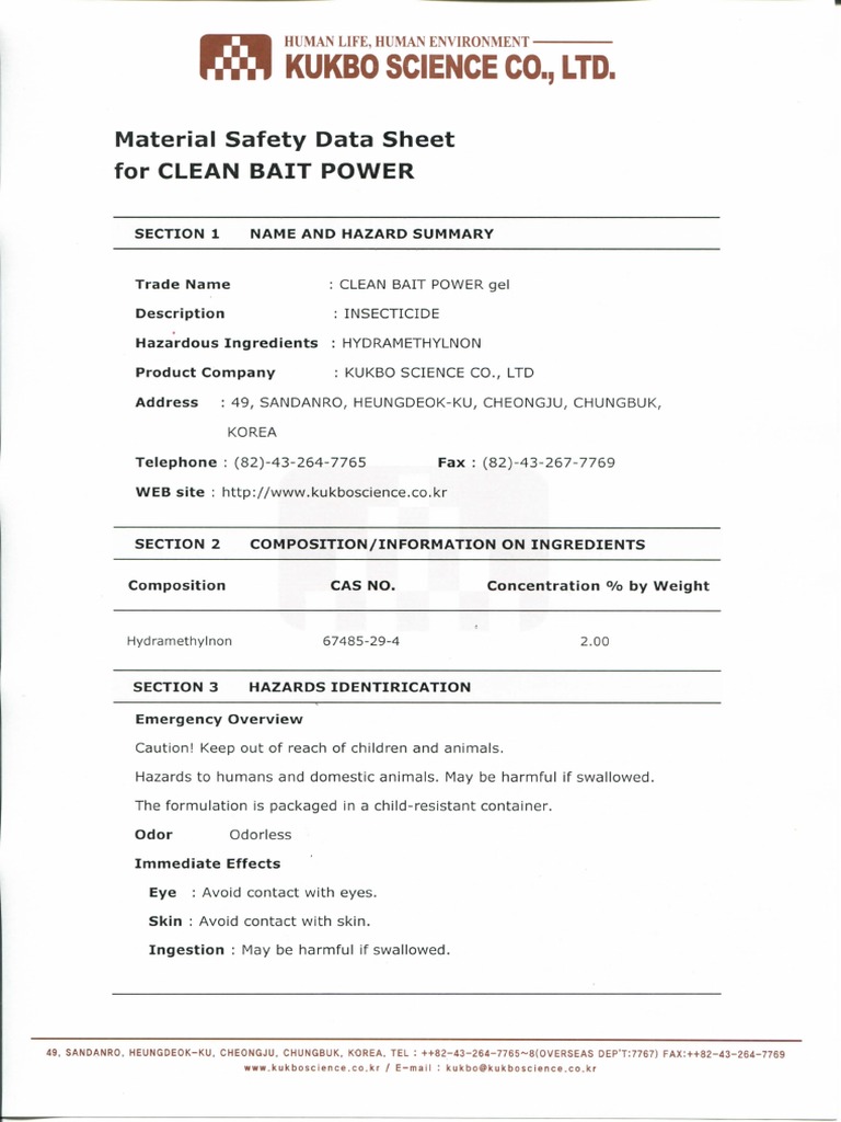 Cleanbait Power Gel MSDS | PDF