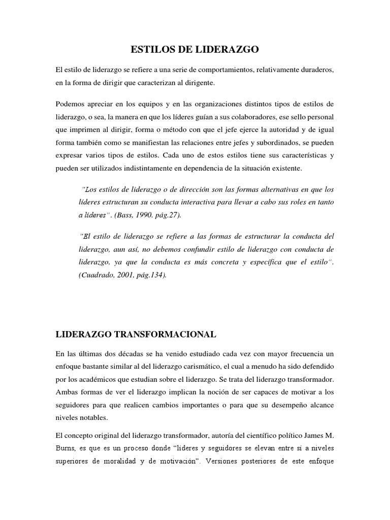 Estilos de Liderazgo | PDF | Liderazgo | Conceptos psicologicos