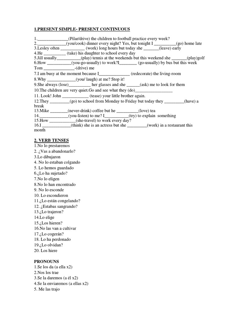 1.present Simple-Present Continuous | PDF | Grammar | Morphology