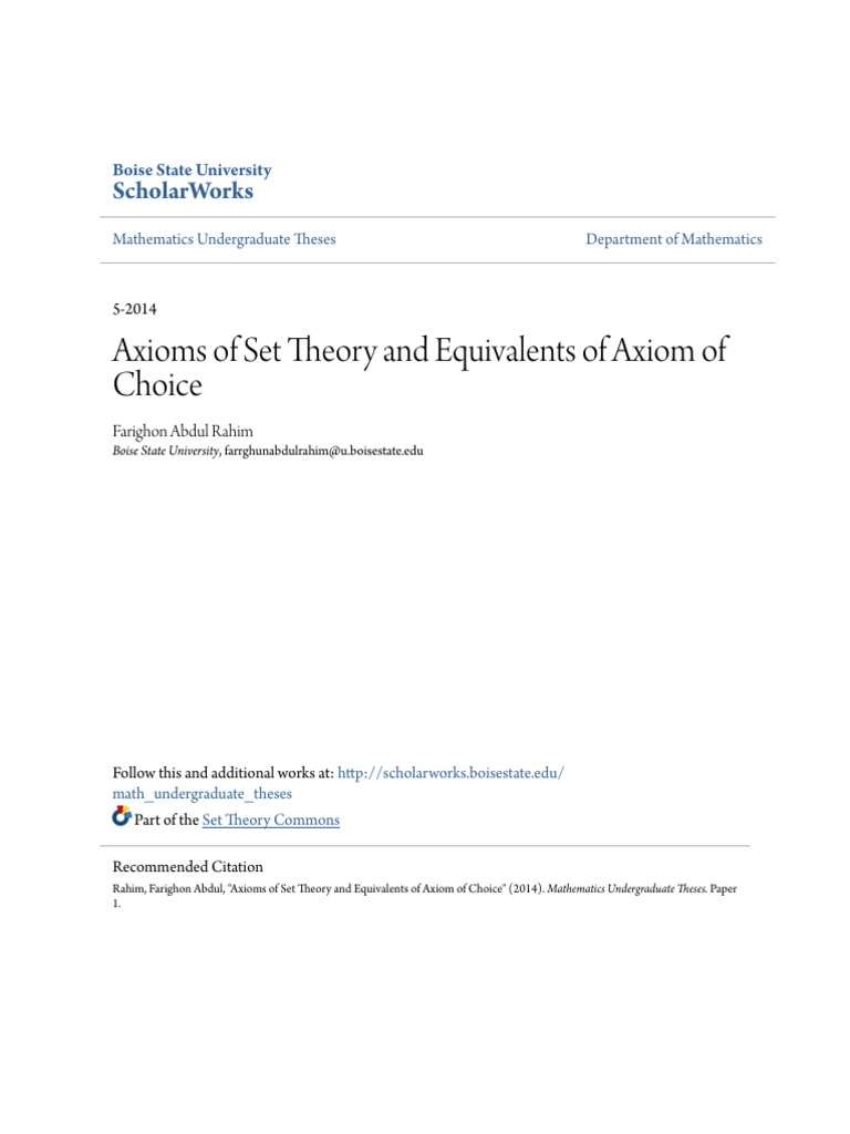 Axioms Set Theory | PDF | Basis (Linear Algebra) | Set (Mathematics)