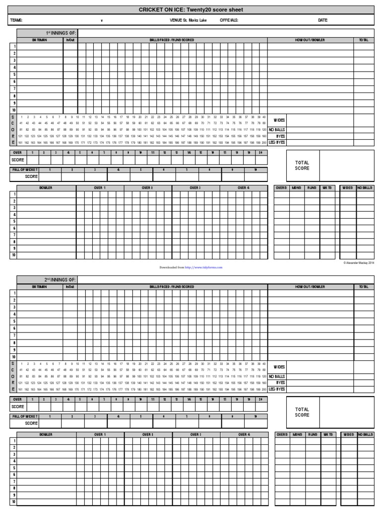 Cricket Score Sheet | PDF | Cricket | Test Cricket