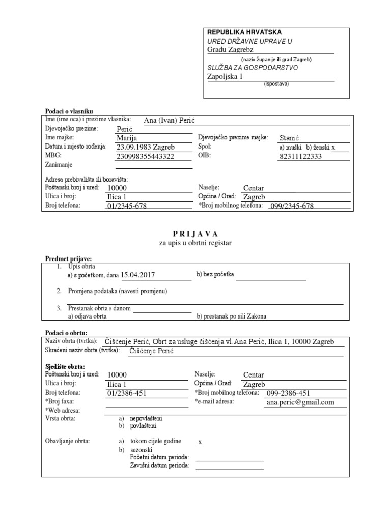 Or Obrazac 2017 PDF | PDF