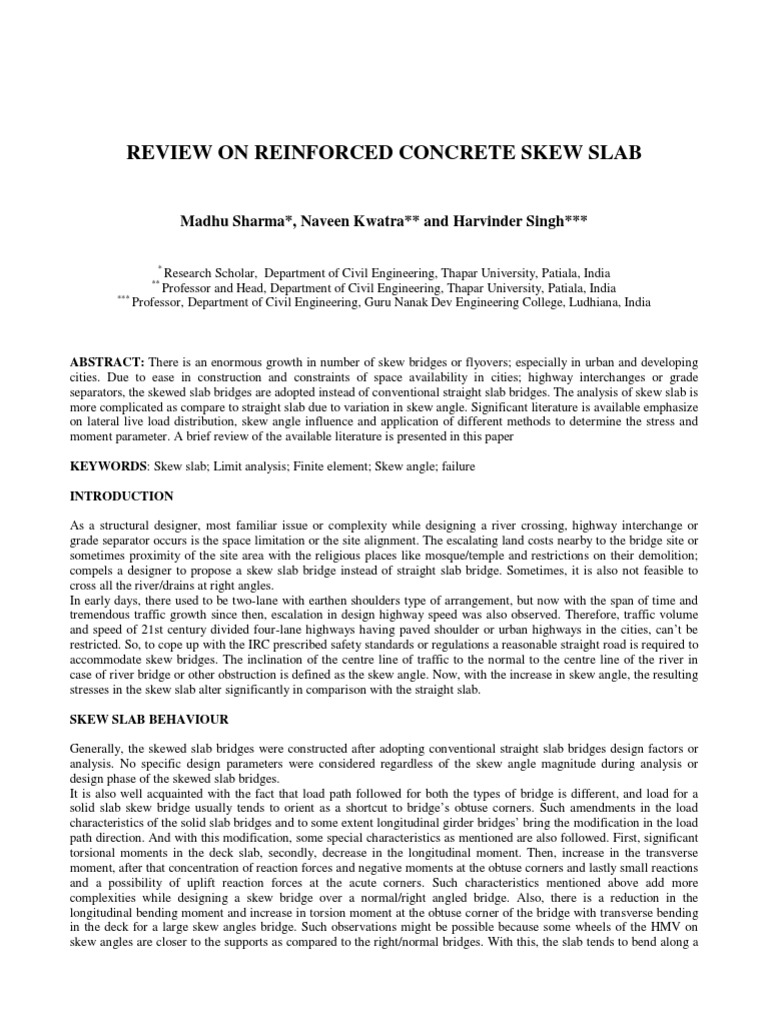 Review On Reinforced Concrete Skew Slab | PDF | Bending | Finite ...