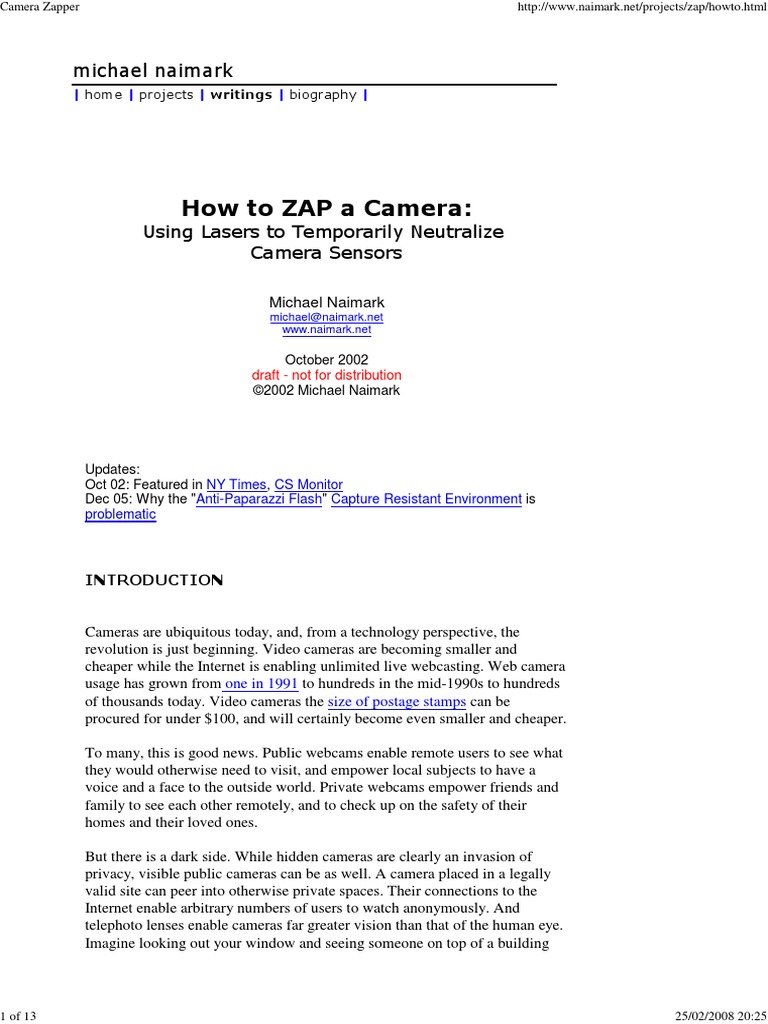 Camera Zapper | PDF | Telescopic Sight | Laser