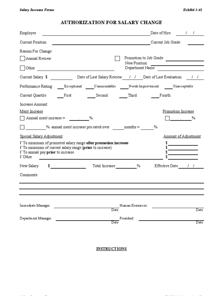 Authorization For Salary Change | Download Free PDF | Salary | Human ...