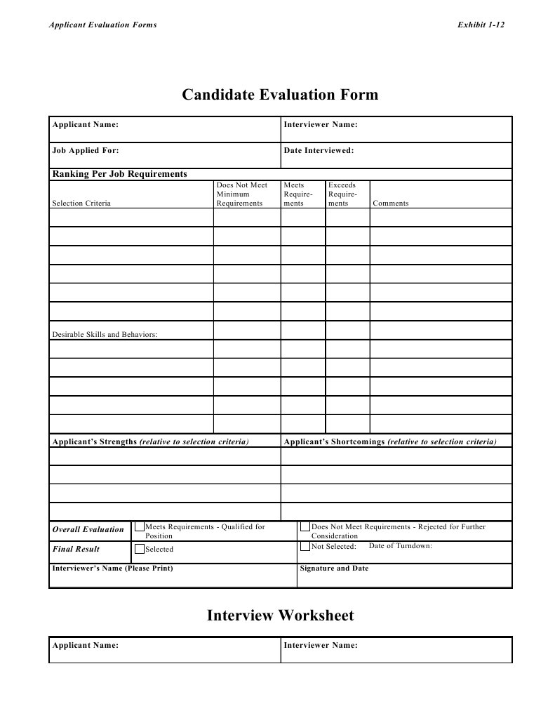 Candidate Evaluation Form Interview Assessment Form Template | Jotform