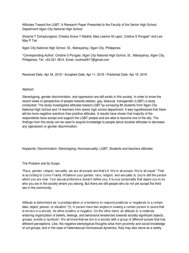Attitudes Towards Lgbt Pdf Homosexuality Likert Scale