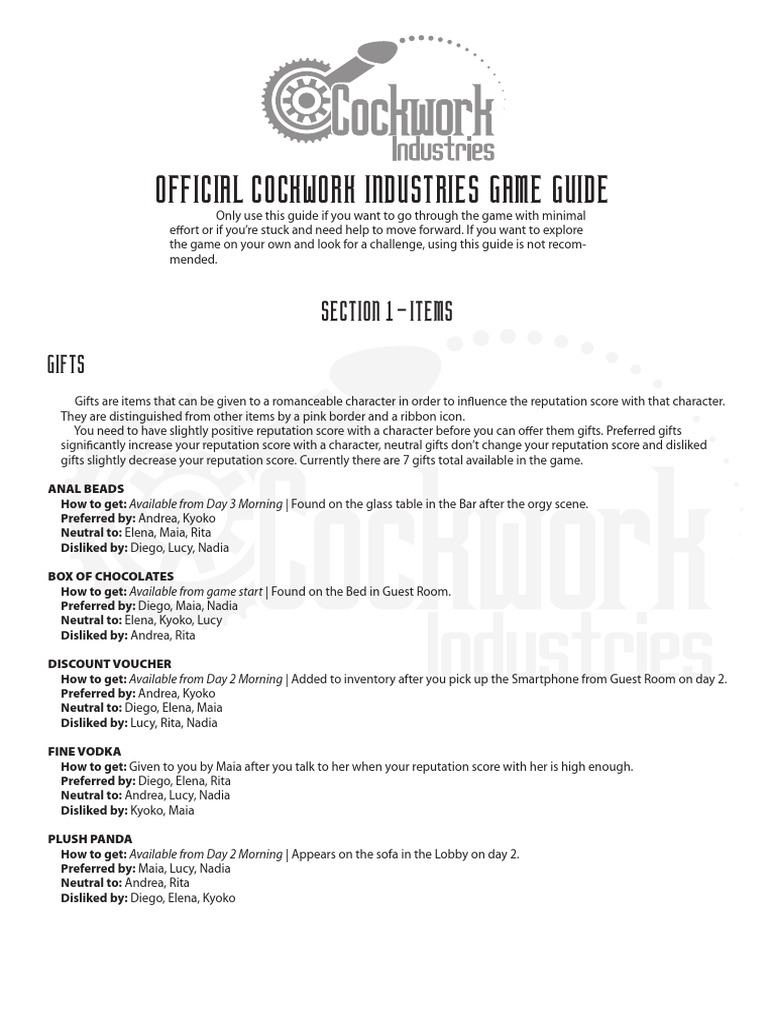 Cockwork Industries Game Guide