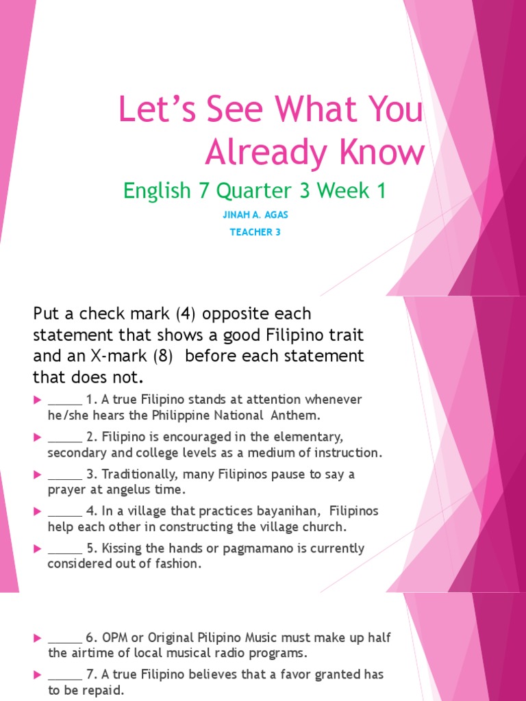 Filipino Traits and Values Assessment | PDF | Optimism