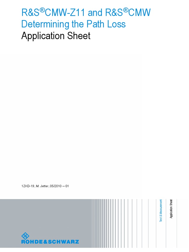 Application Sheet: R&S CMW-Z11 and R&S CMW Determining The Path Loss ...