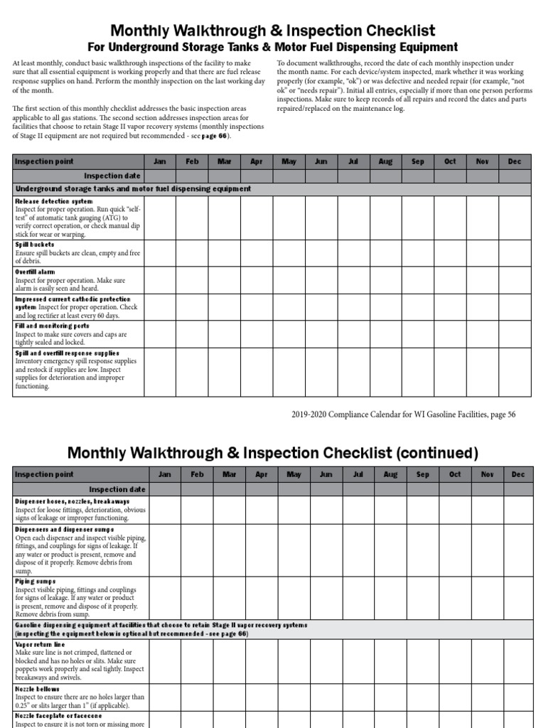 Monthly Checklist | PDF | Manufactured Goods | Mechanical Engineering