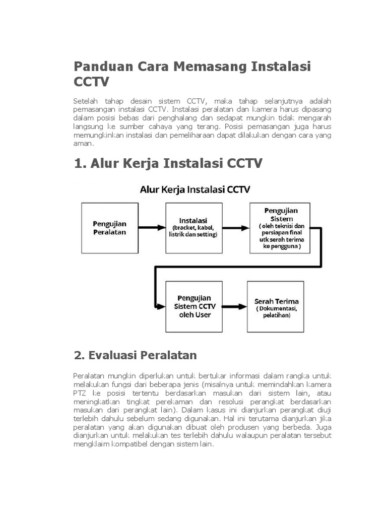 Panduan Cara Memasang Instalasi CCTV | PDF
